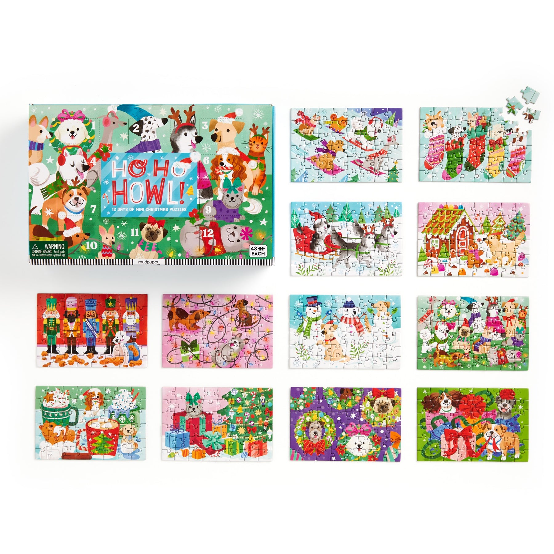 Ho Ho Howl! 12 Days of Christmas Puzzle Set | Galison