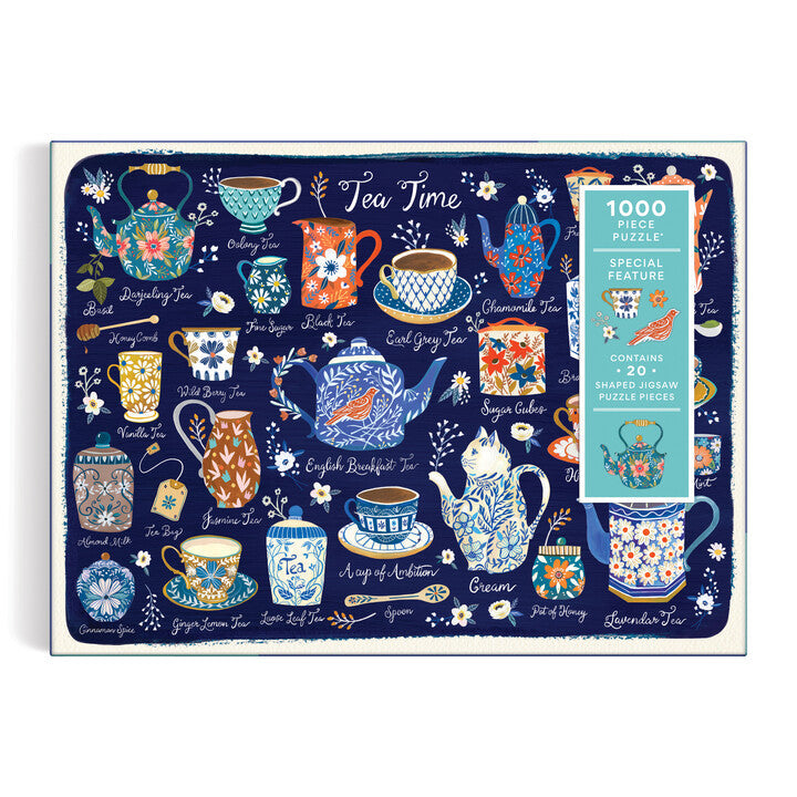 Tea Time 1000 Piece Puzzle with Shaped Pieces – Galison